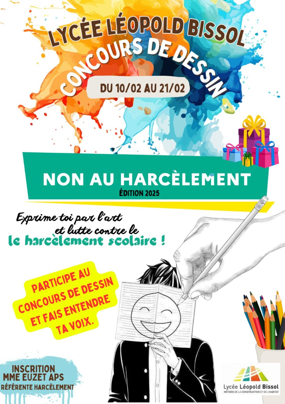Concours de dessin : « Stop au harcèlement ! » – Lycée Léopold BISSOL