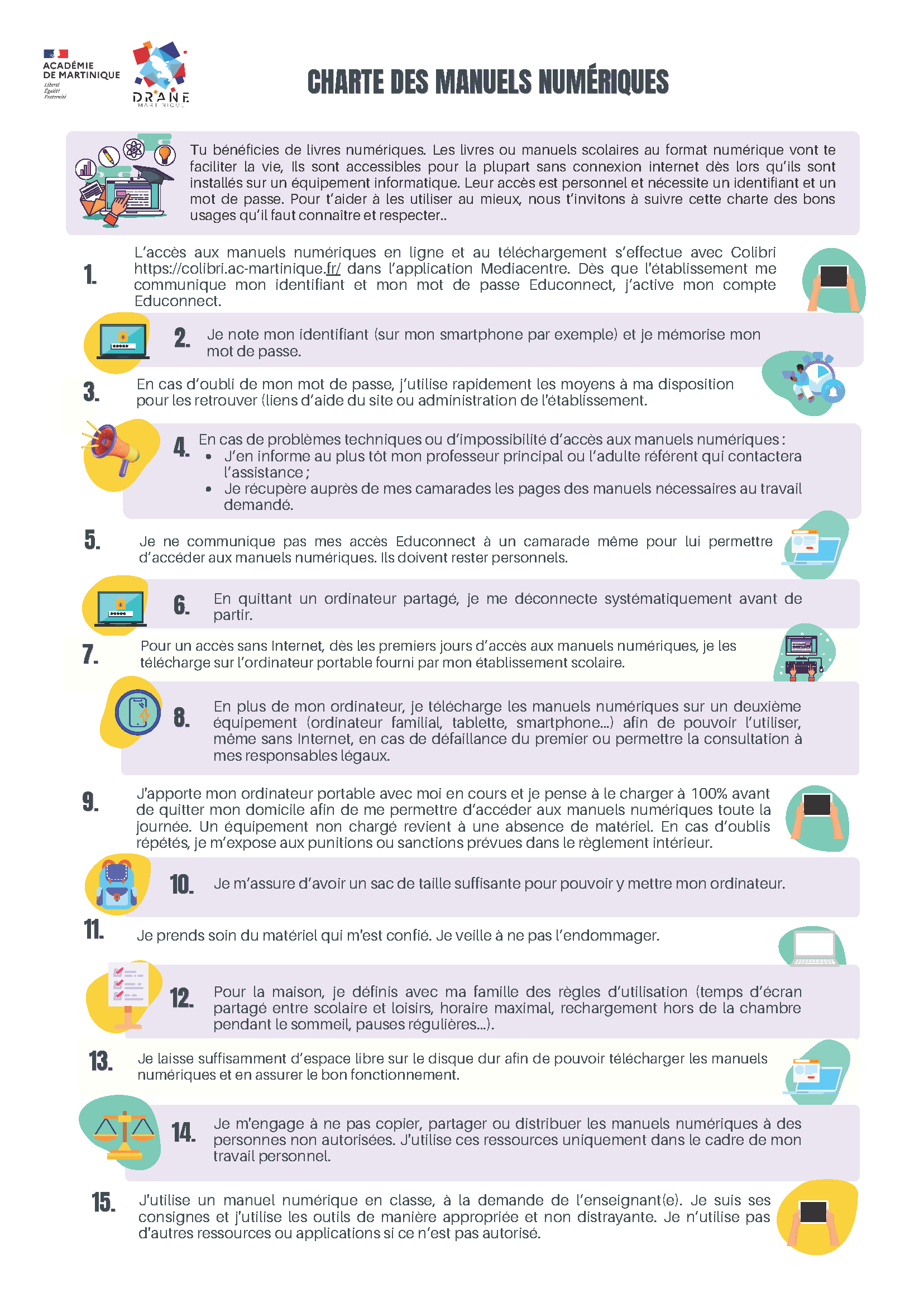 Conseils d’usage, charte académique – Assistance Manuels Numériques – Académie de Martinique