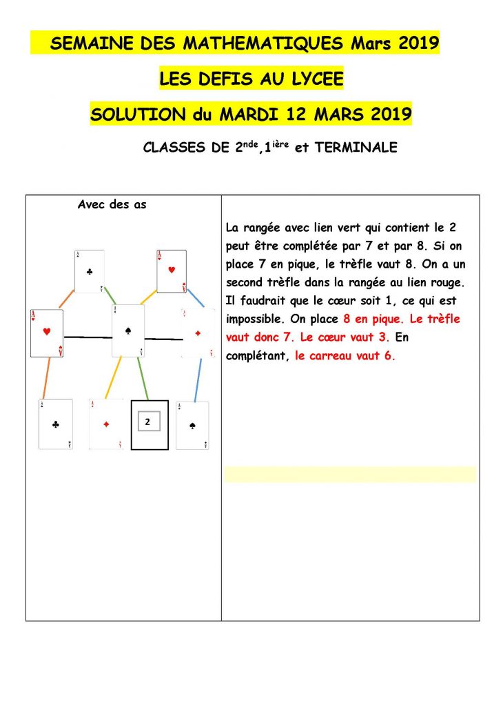 Semaine des maths – les énigmes du Mardi 12 mars – mathématiques dans l ...